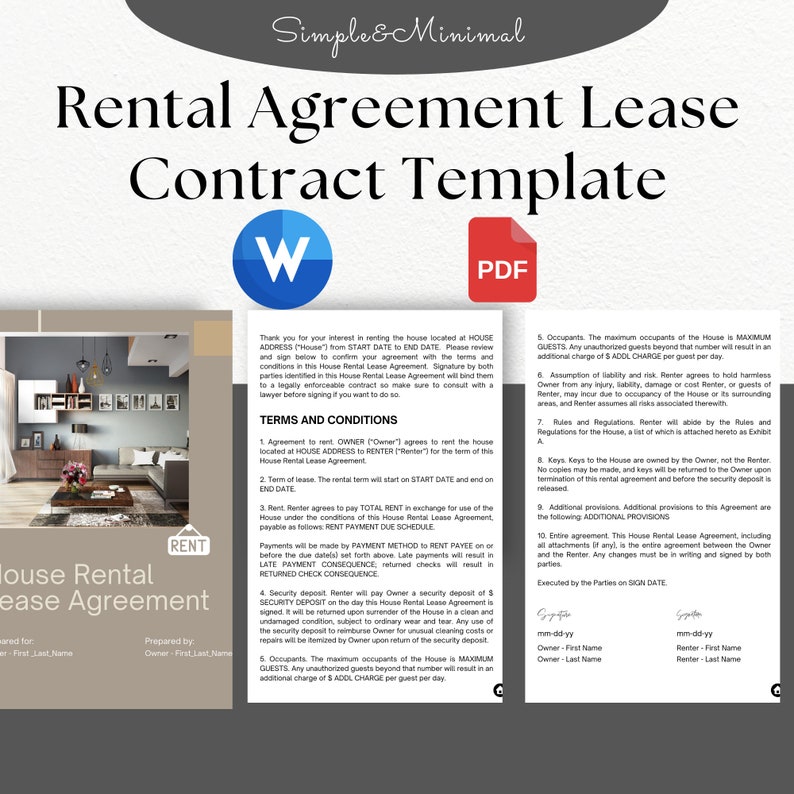 Rental Agreement Lease Contract Template - Printable Lease Agreement ...