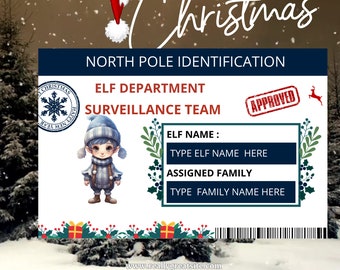 Elf ID Card Editable Template, Lost Elf License, Santa Cam Security ...
