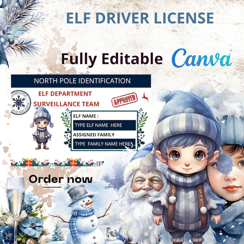 Elf ID Card Printable Template Mini Elf License Badge Surveillance Team ...