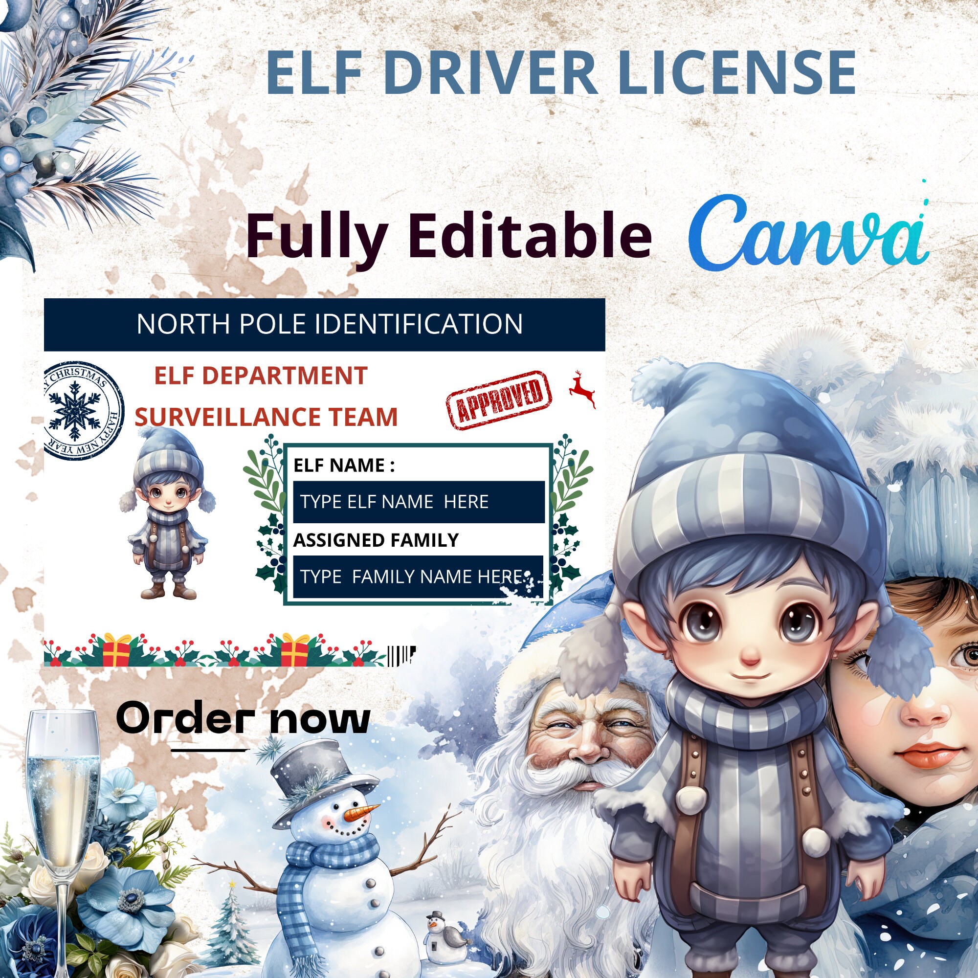 Elf ID Card Printable Template Mini Elf License Badge Surveillance Team ...