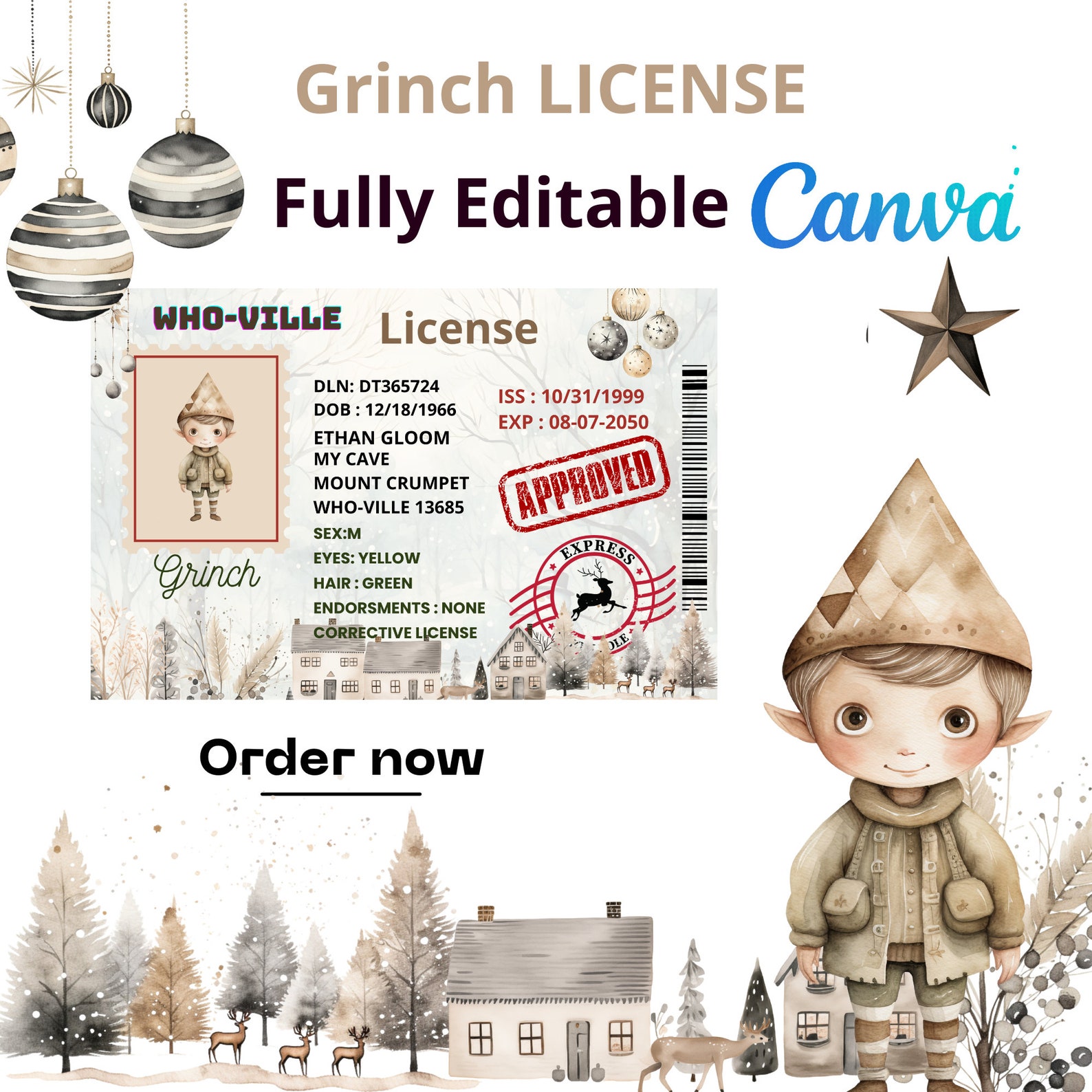 Grinch ID Card Png, Grinch ID Svg, Grinch Png, Grinch Lost Driving ...