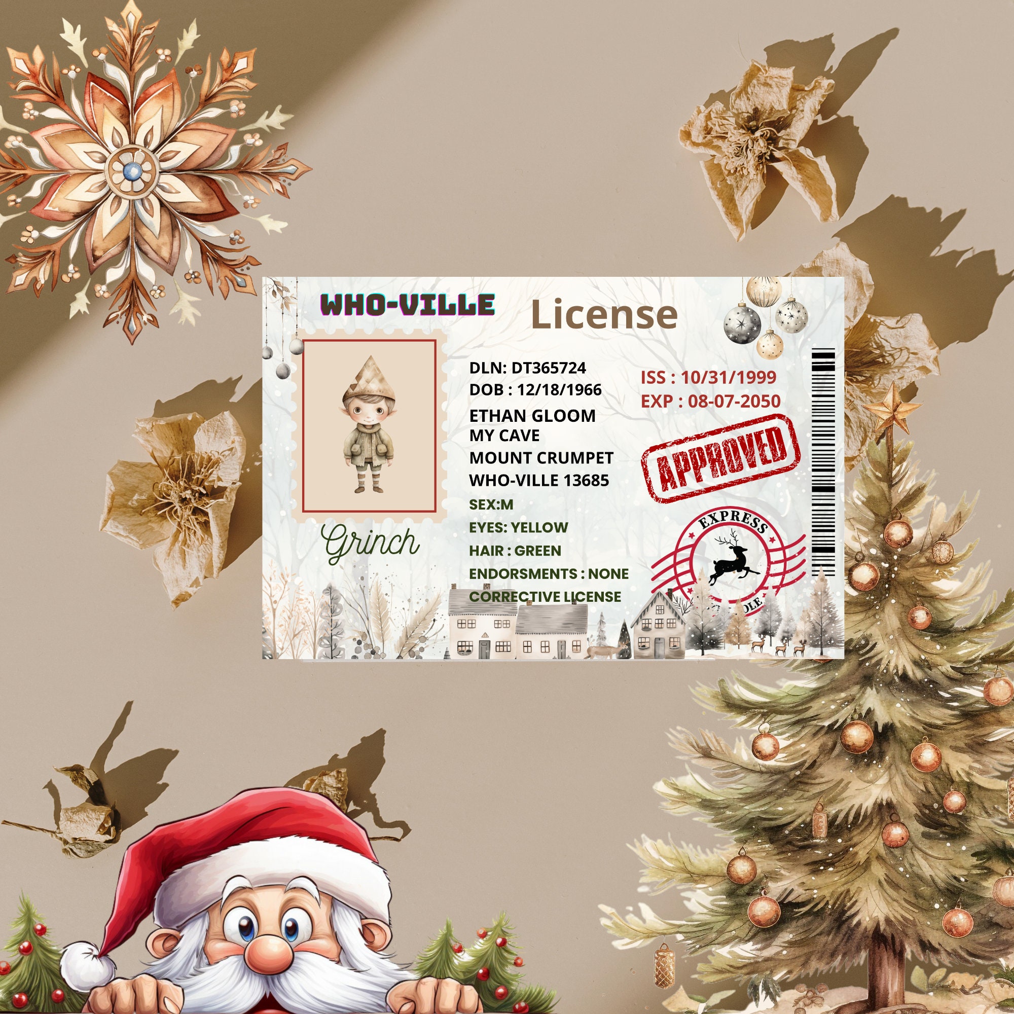 Grinch ID Card Png, Grinch ID Svg, Grinch Png, Grinch Lost Driving ...