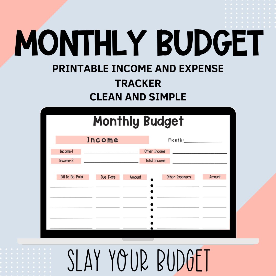 Printable Monthly Budget Planner Sheets, Income Tracker and Expense ...