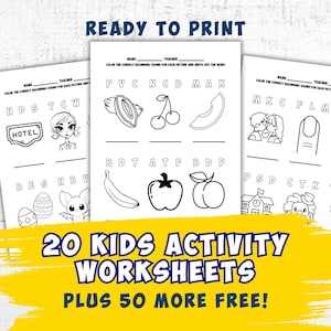 20 Kids Activity Worksheets Kids Test Plus 50 More FREE Printable ...