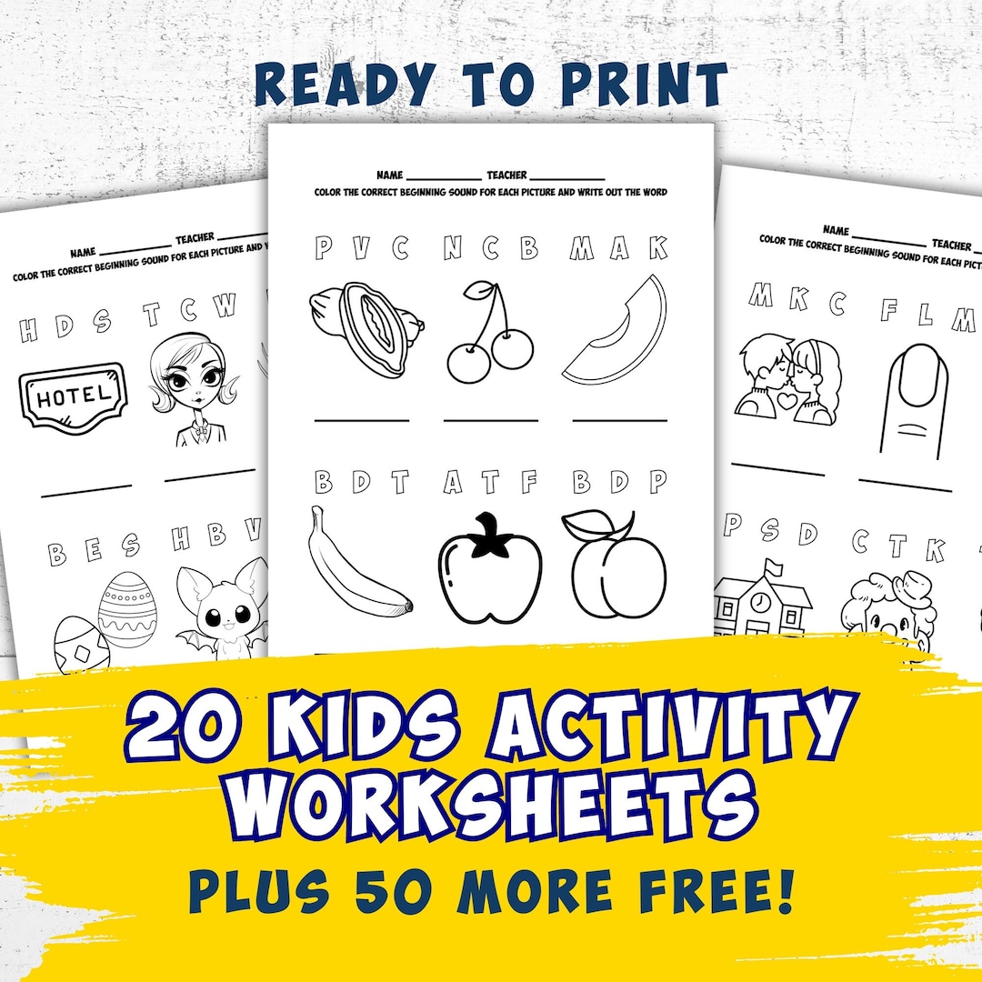 20 Kids Activity Worksheets Kids Test Plus 50 More FREE Printable ...
