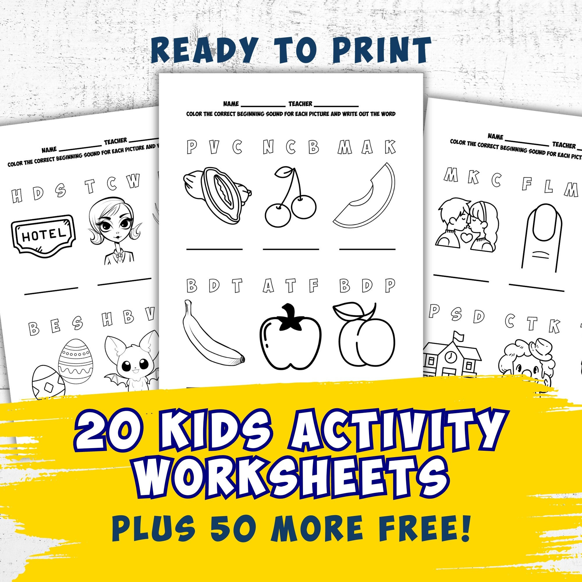 20 Kids Activity Worksheets Kids Test Plus 50 More FREE Printable ...