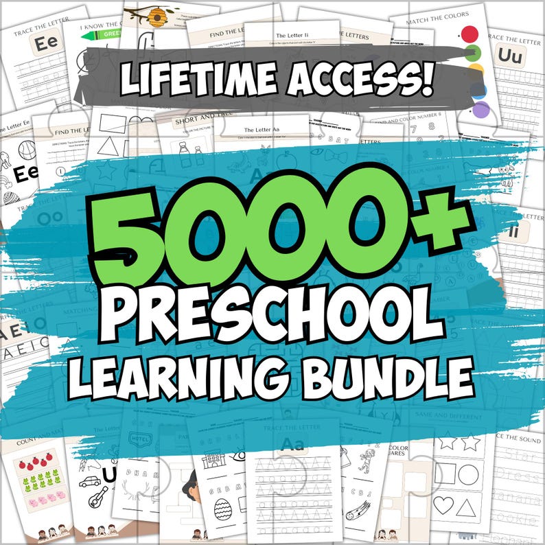5000+ Preschool Pre-k + Kindergarten Learning Bundle, Activity ...