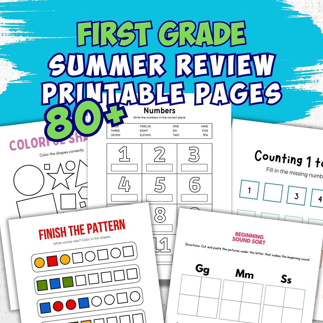 First Grade - Summer Review - Worksheets - Printable - Homeschool ...