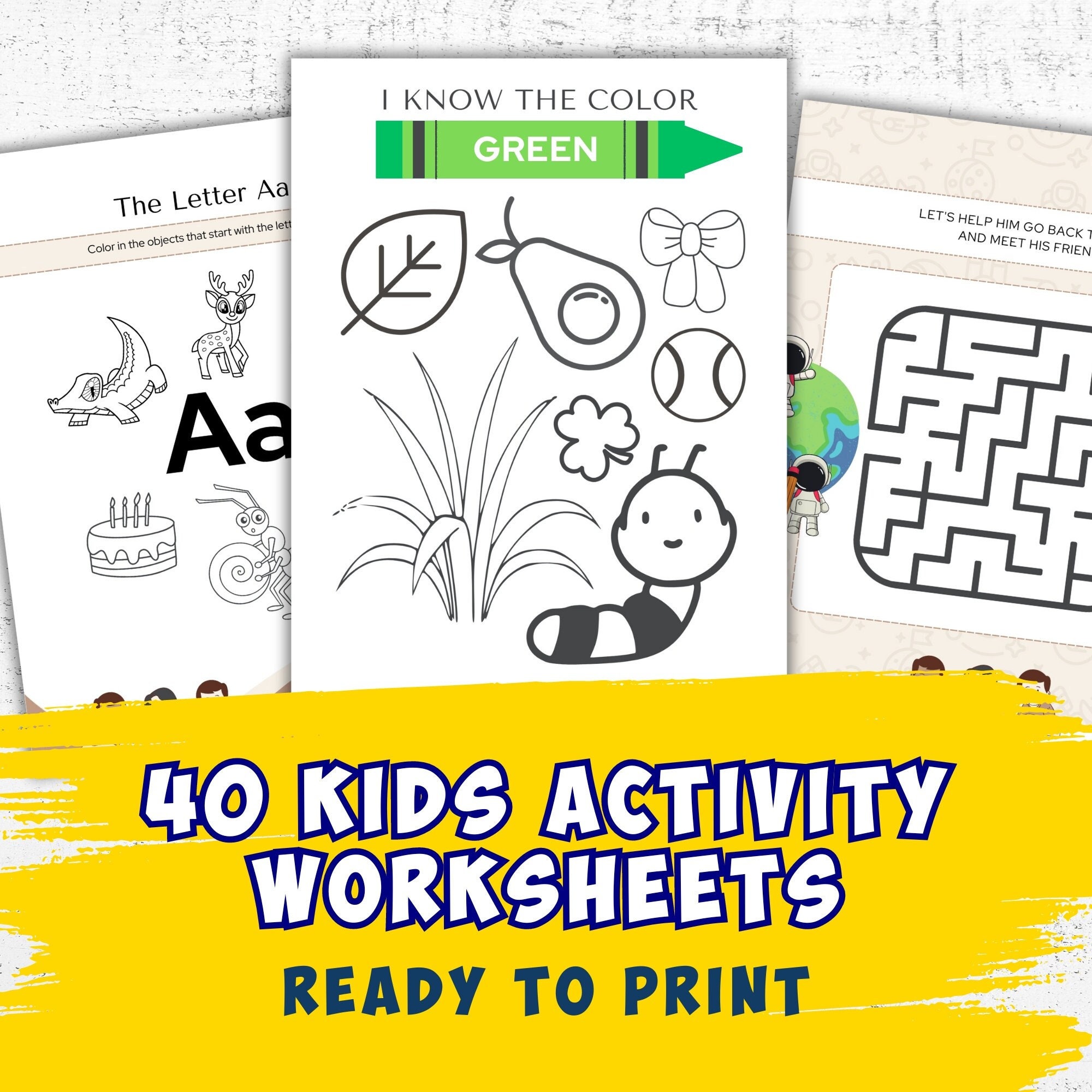 40 Kids Activity Printable Worksheets, Preschool, Kindergarten ...
