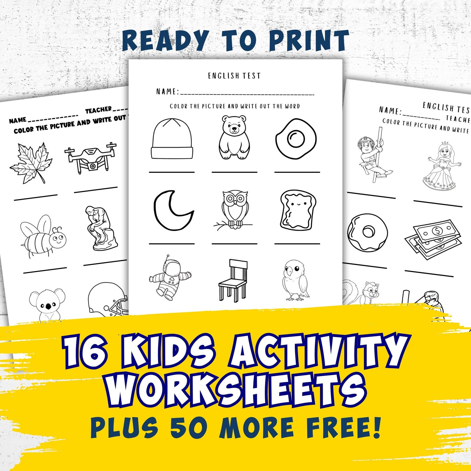 16 Kids Activity Worksheets Kids Test Plus 50 More FREE Printable ...