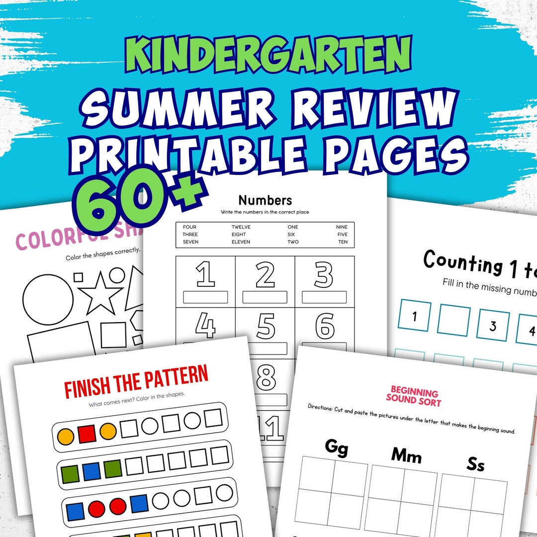 Kindergarten - Summer Review - Worksheets - Printable - Homeschool ...