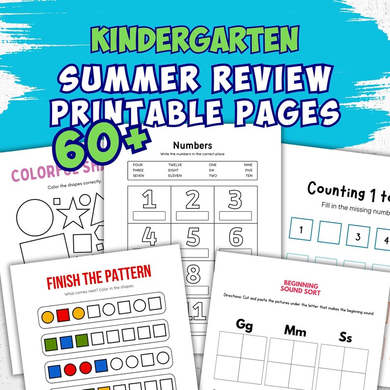 Kindergarten - Summer Review - Worksheets - Printable - Homeschool ...