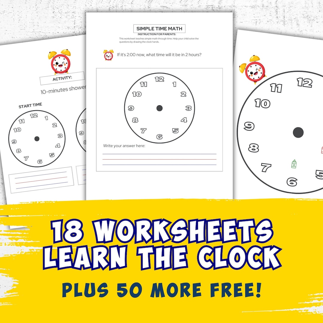 18 Learn the Clock Kids Activity Worksheets Plus 50 More FREE Printable ...