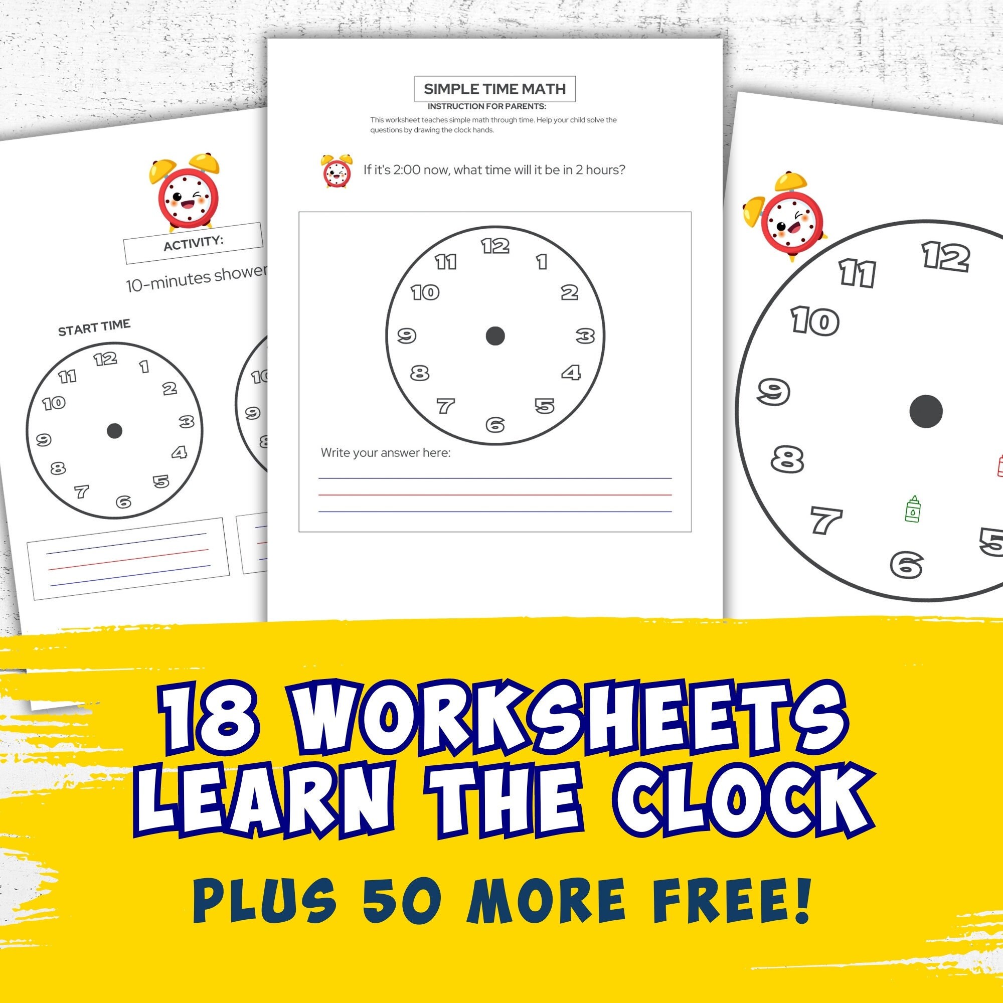 18 Learn the Clock Kids Activity Worksheets Plus 50 More FREE Printable ...
