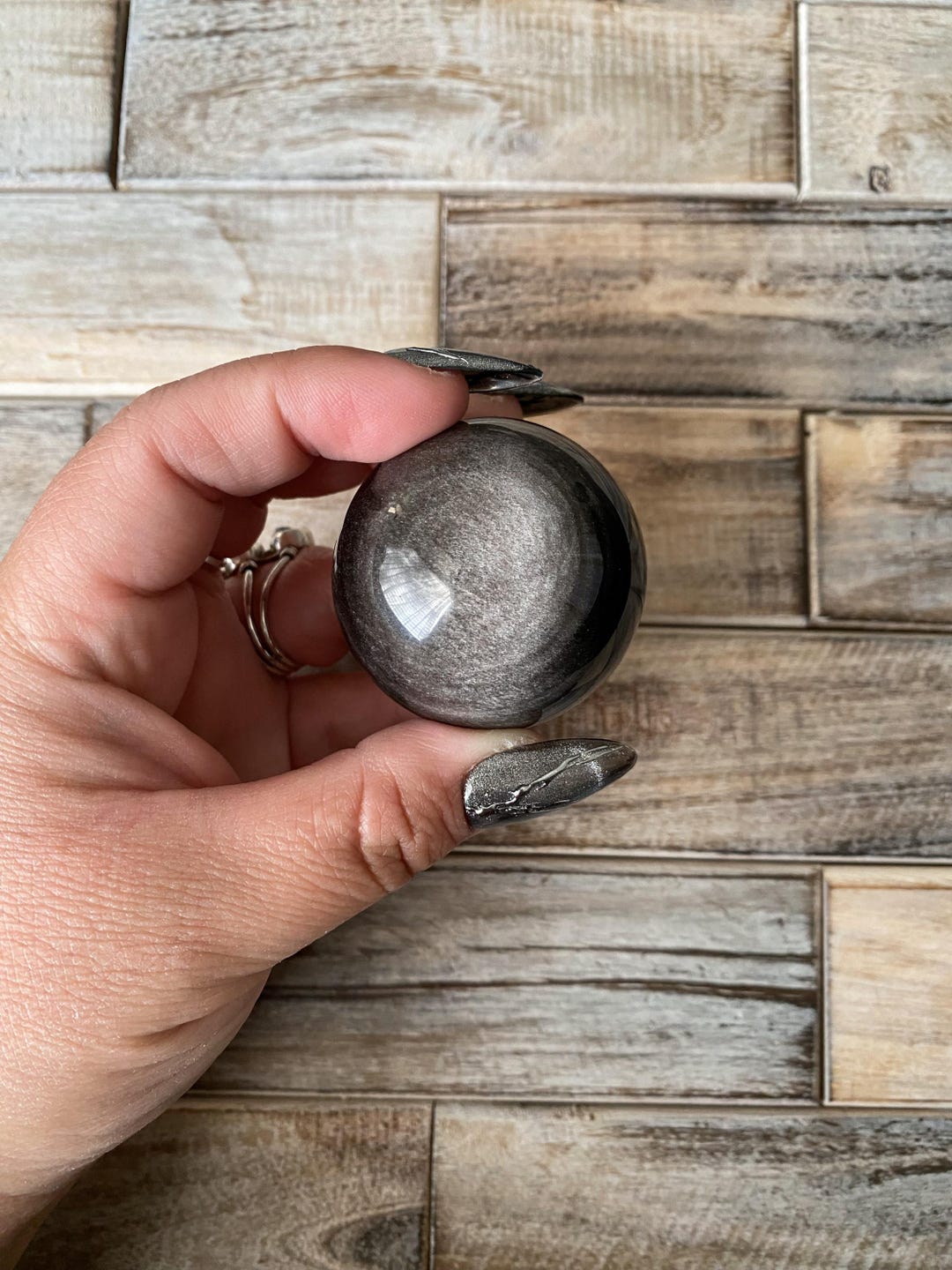 Silver Sheen Obsidian Sphere | Small Silver Sheen Obsidian Sphere - Etsy
