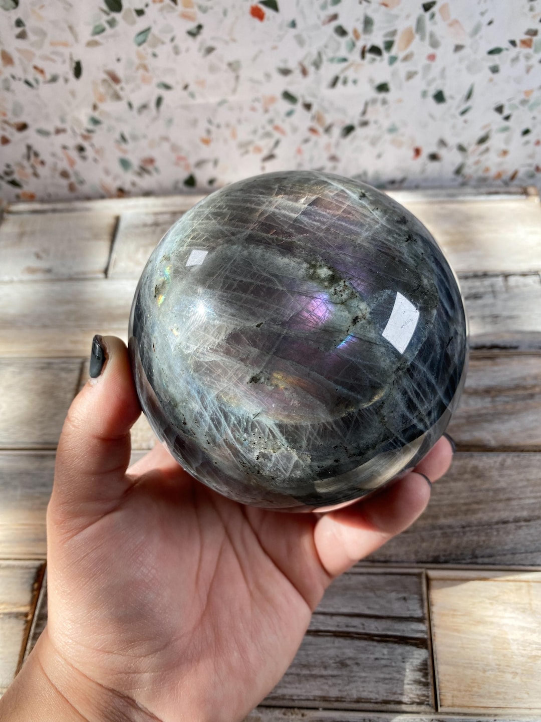 Sunset Labradorite Sphere | With Imperfections | Purple Flash ...