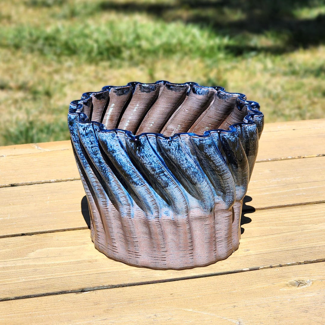 Indigo Fluted Planter - Etsy