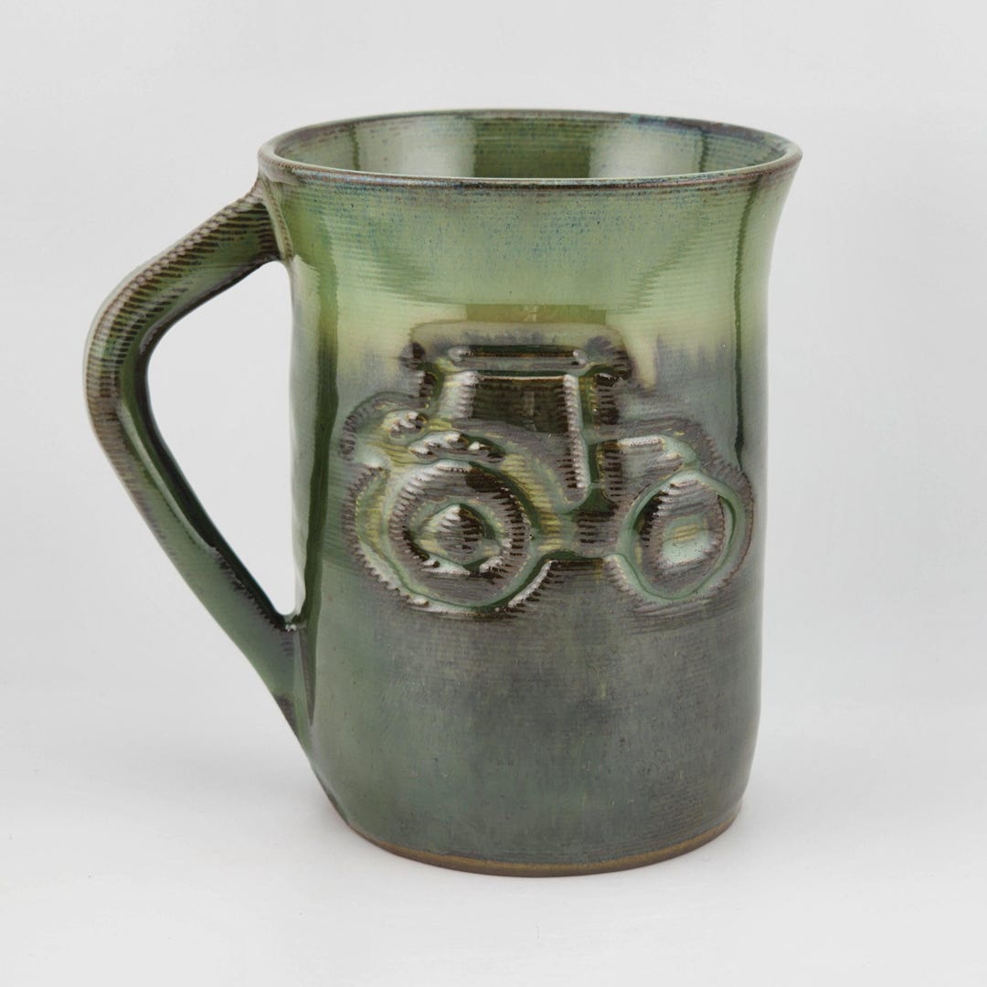 2nd 3d-printed Ceramic Tractor Mug - 12 Oz Green Farmhouse Coffee Cup ...