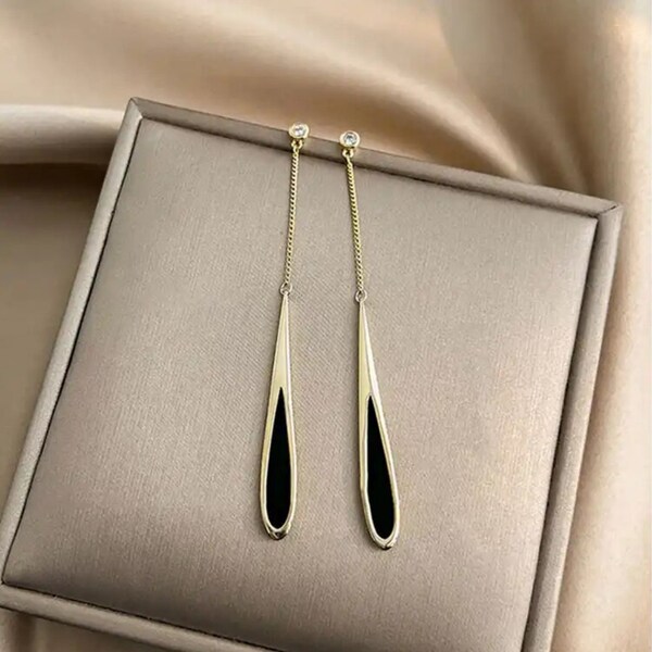 Gold Drop Long Earrings - Etsy