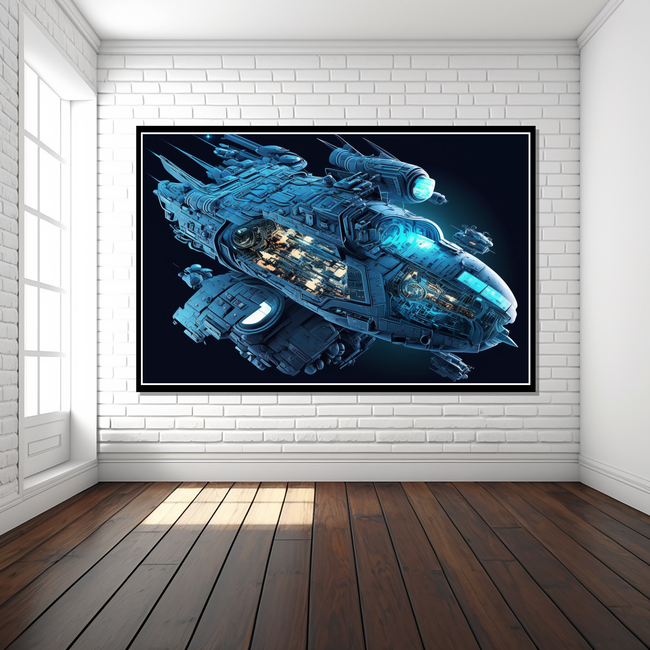 Spaceship Kids Room Blue Schematic Spaceship Spaceship - Etsy