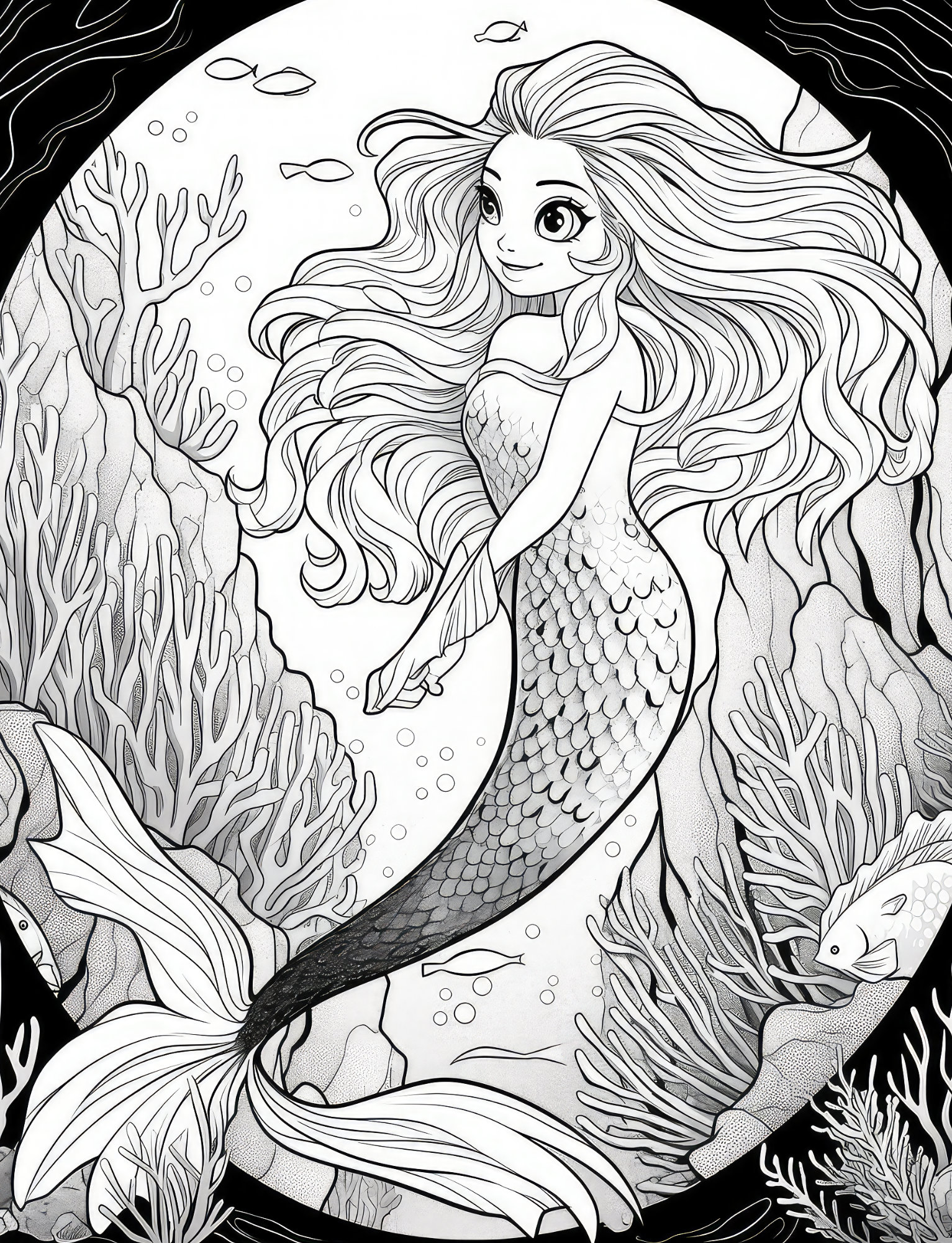 Mermaids 5 Coloring Pages - Etsy