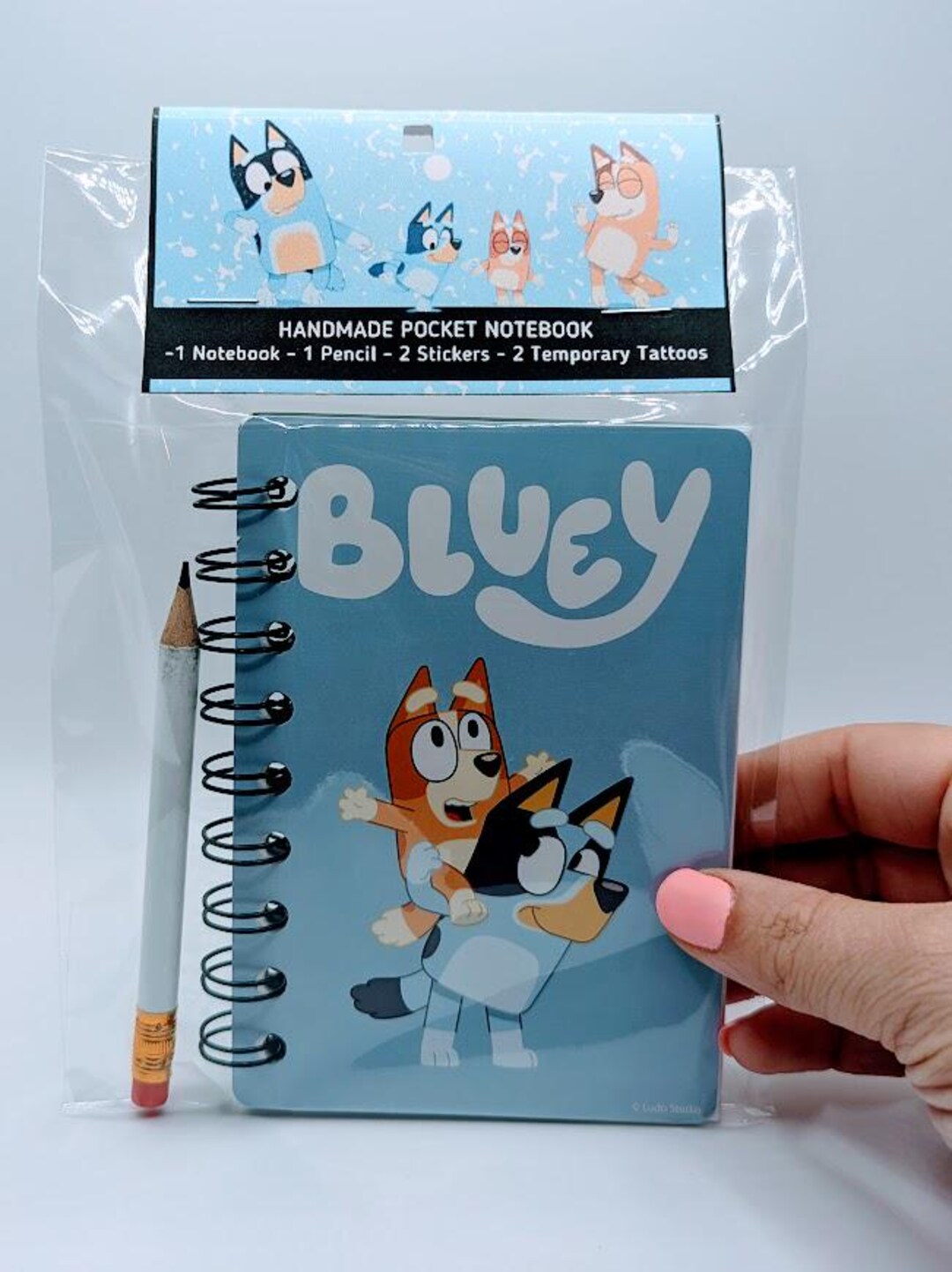Bluey Party Favor Notebook Set: Upcycled | Includes Stickers, Tattoos ...