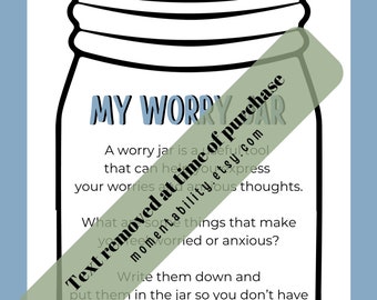 Worry Jar| Stress and Anxiety Relief| Depression Activity|printable ...