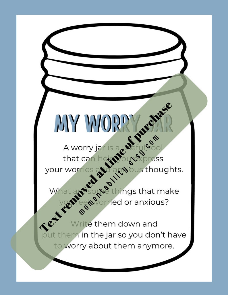 Worry Jar Printable - Etsy