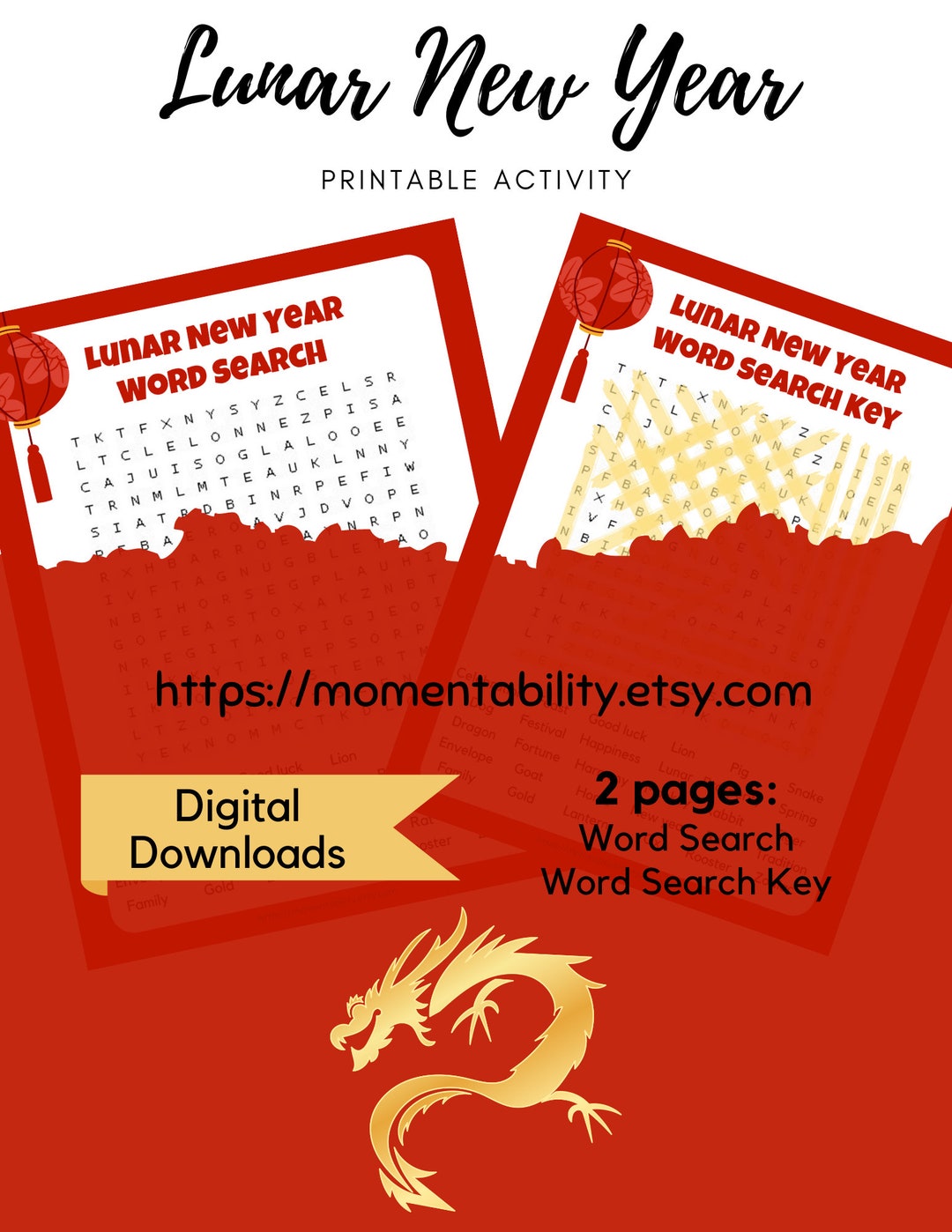 Lunar New Year Word Search - Etsy