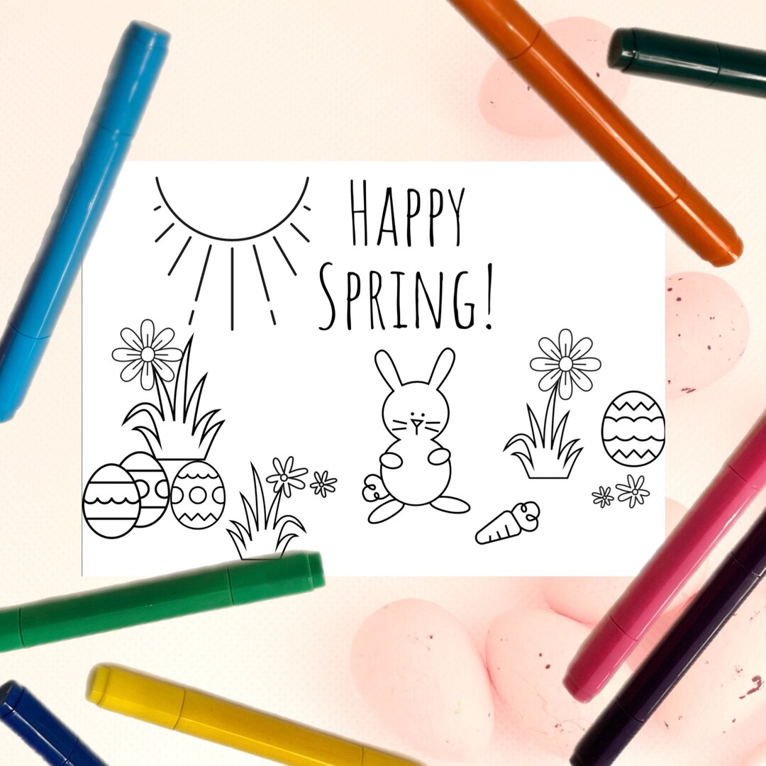 PRINTABLE Spring Easter Coloring Page, DIY Print & Color - Etsy