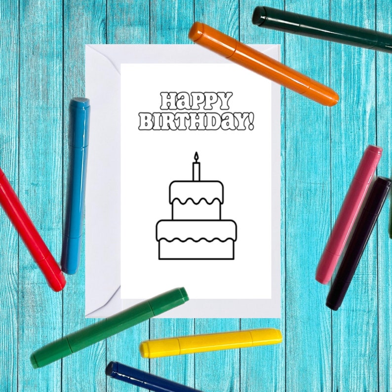 PRINTABLE Happy Birthday Card, Birthday Cake Card, Birthday Card for ...