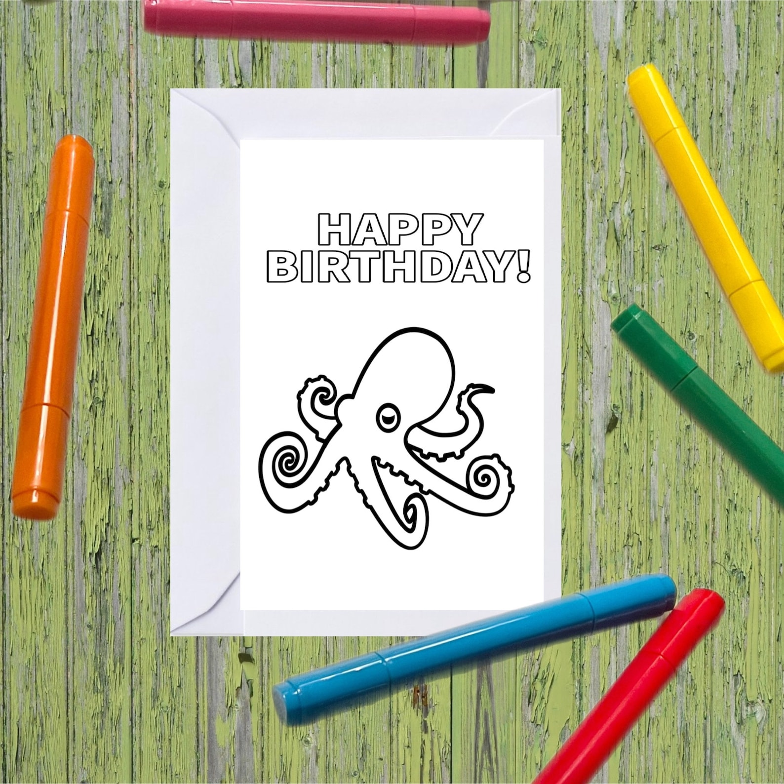 PRINTABLE Octopus Birthday Card, Color Your Own Card for Kids, DIY ...