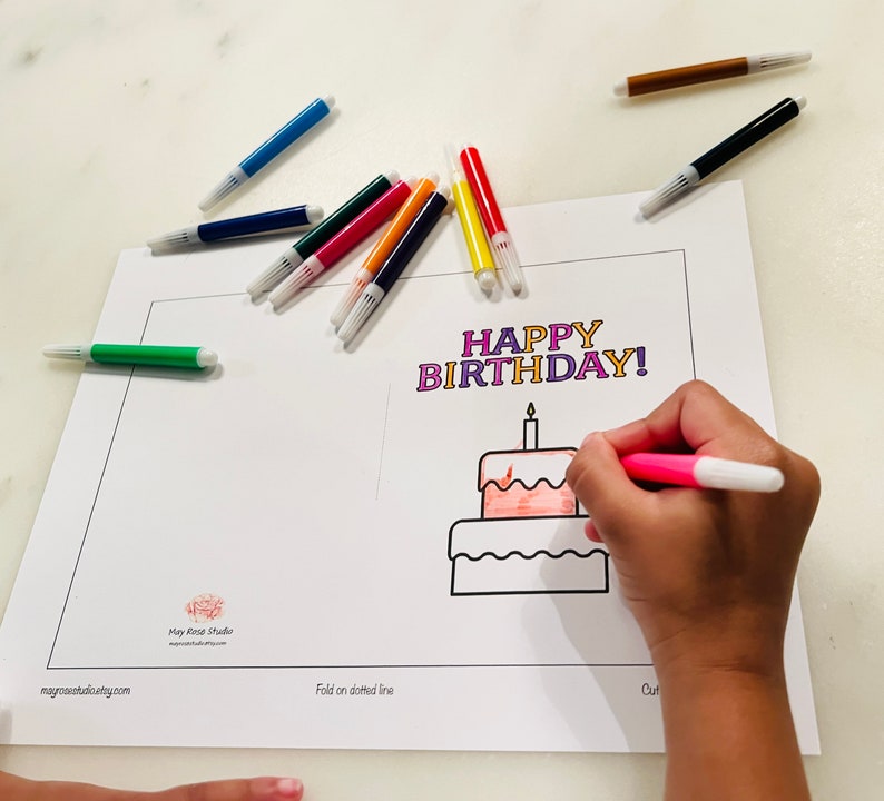 PRINTABLE Happy Birthday Card, Birthday Cake Card, Birthday Card for ...