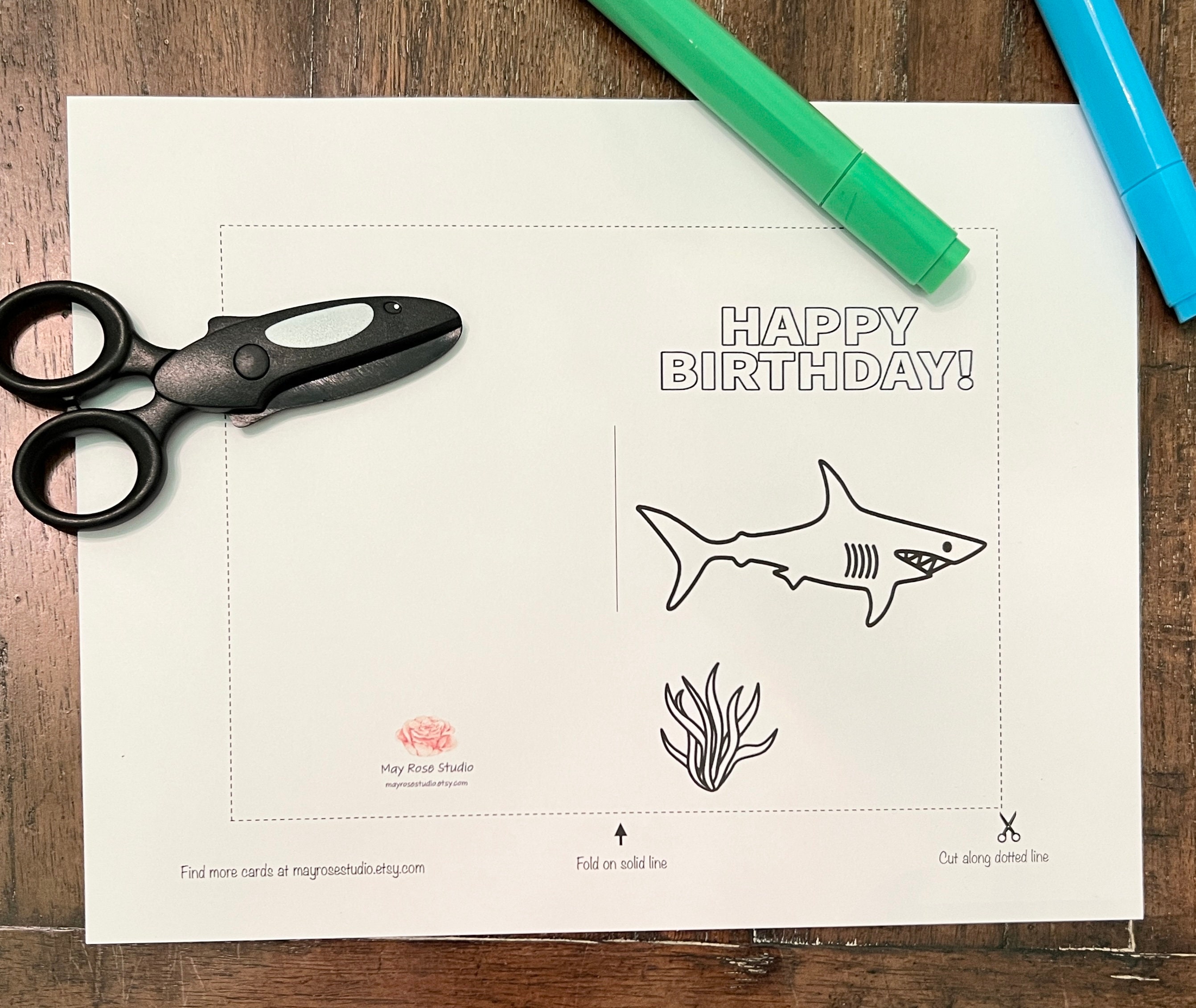 PRINTABLE Shark Birthday Card, Color Your Own Card for Kids, DIY Print ...