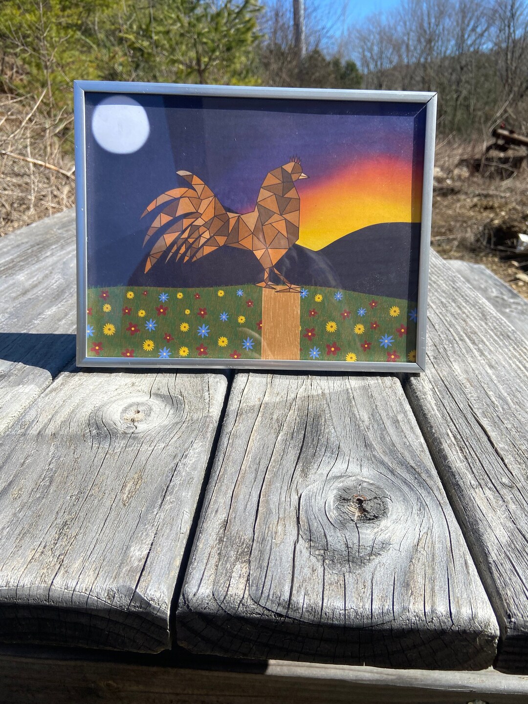 Geometric Chicken Art Print - Etsy