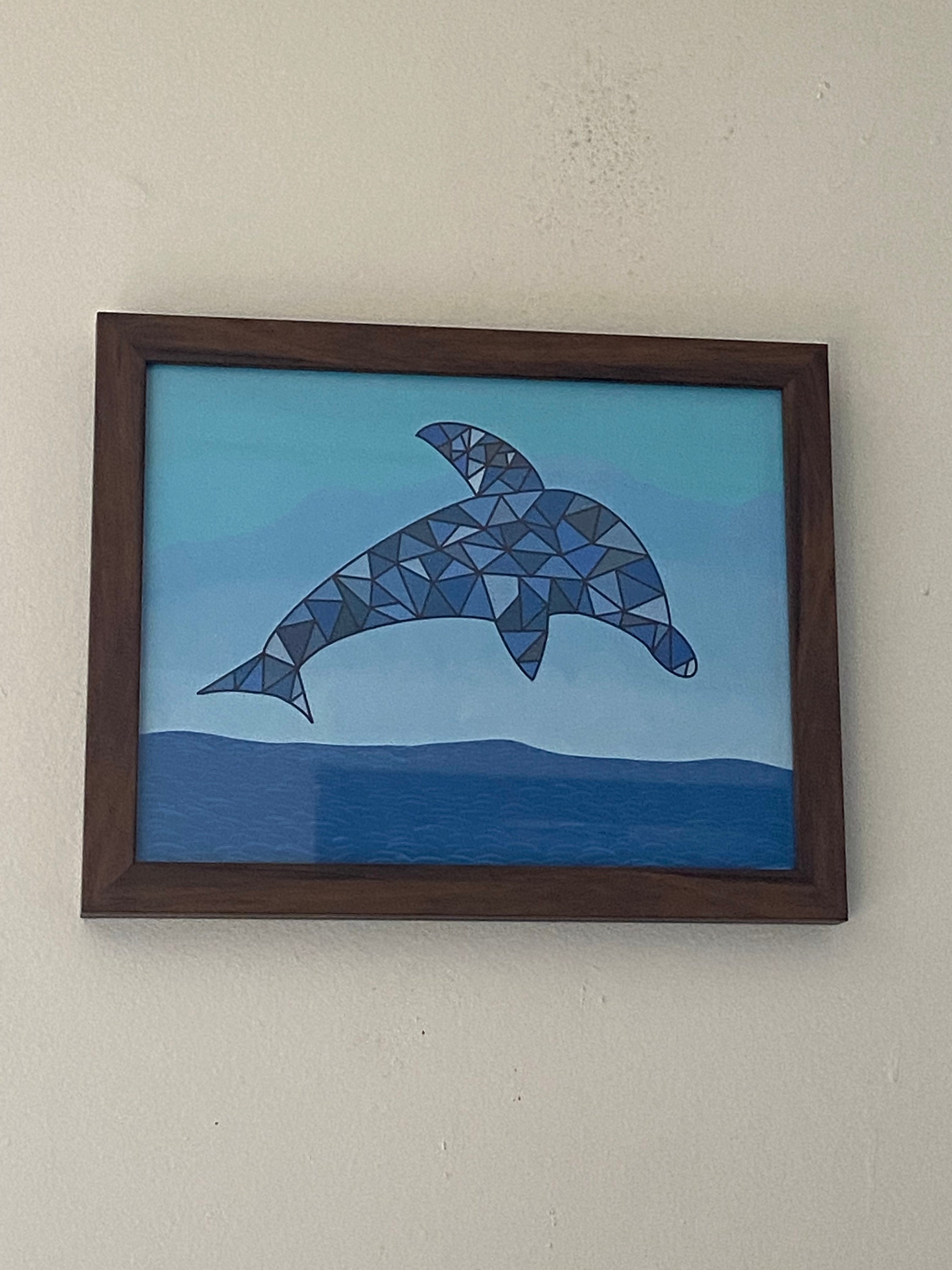 Blue Geometric Dolphin Art Print - Etsy