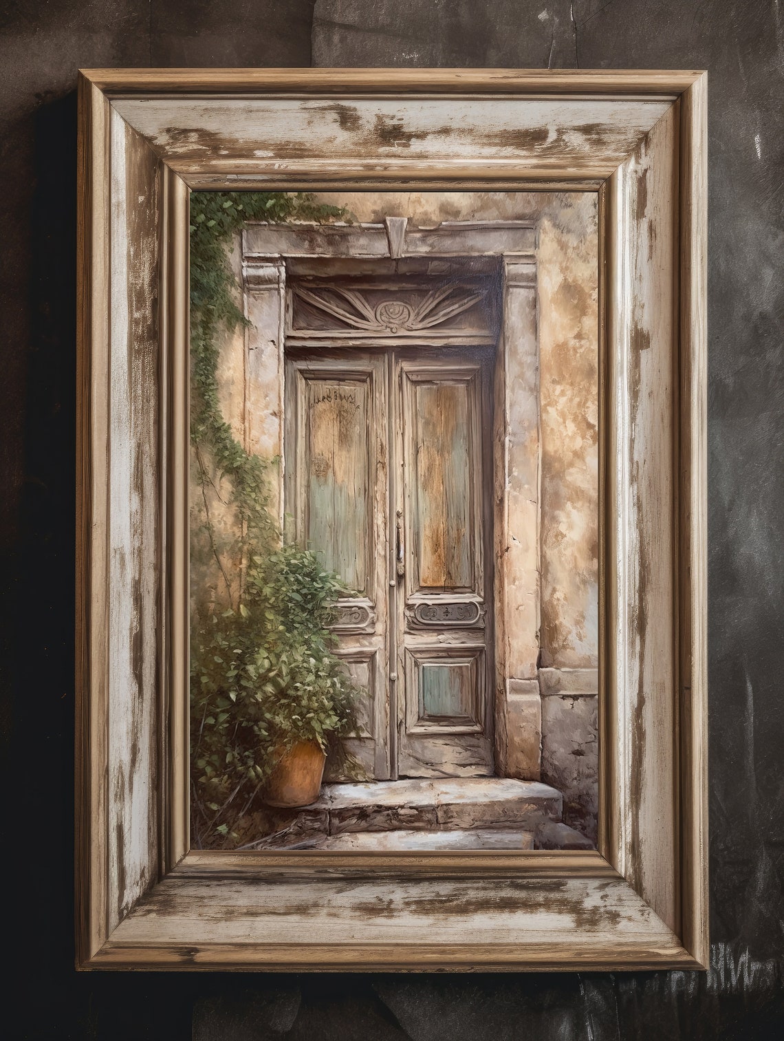 Printable Wall Art Oil Painting Rustic Art Style Countryside Door ...