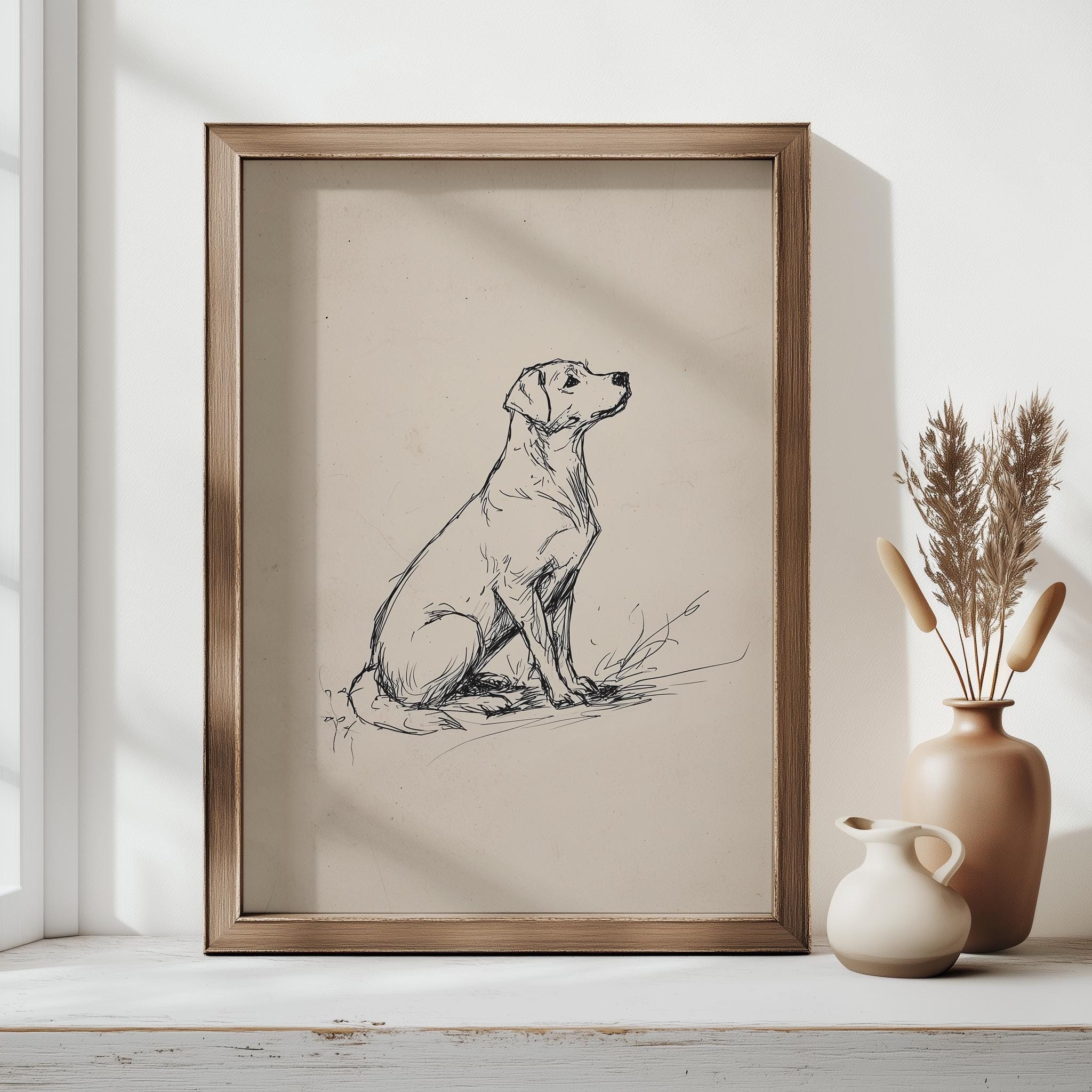 Labrador Retriever Sketch Print: Rustic Vintage Style Dog Art (digital ...