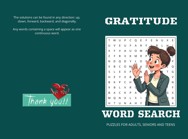 Gratitude Word Search PDF - Large Print Puzzles for Adults & Seniors ...