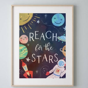 Reach for the Stars - Space Themed Wall Art for Kids Rooms, Nursery ...