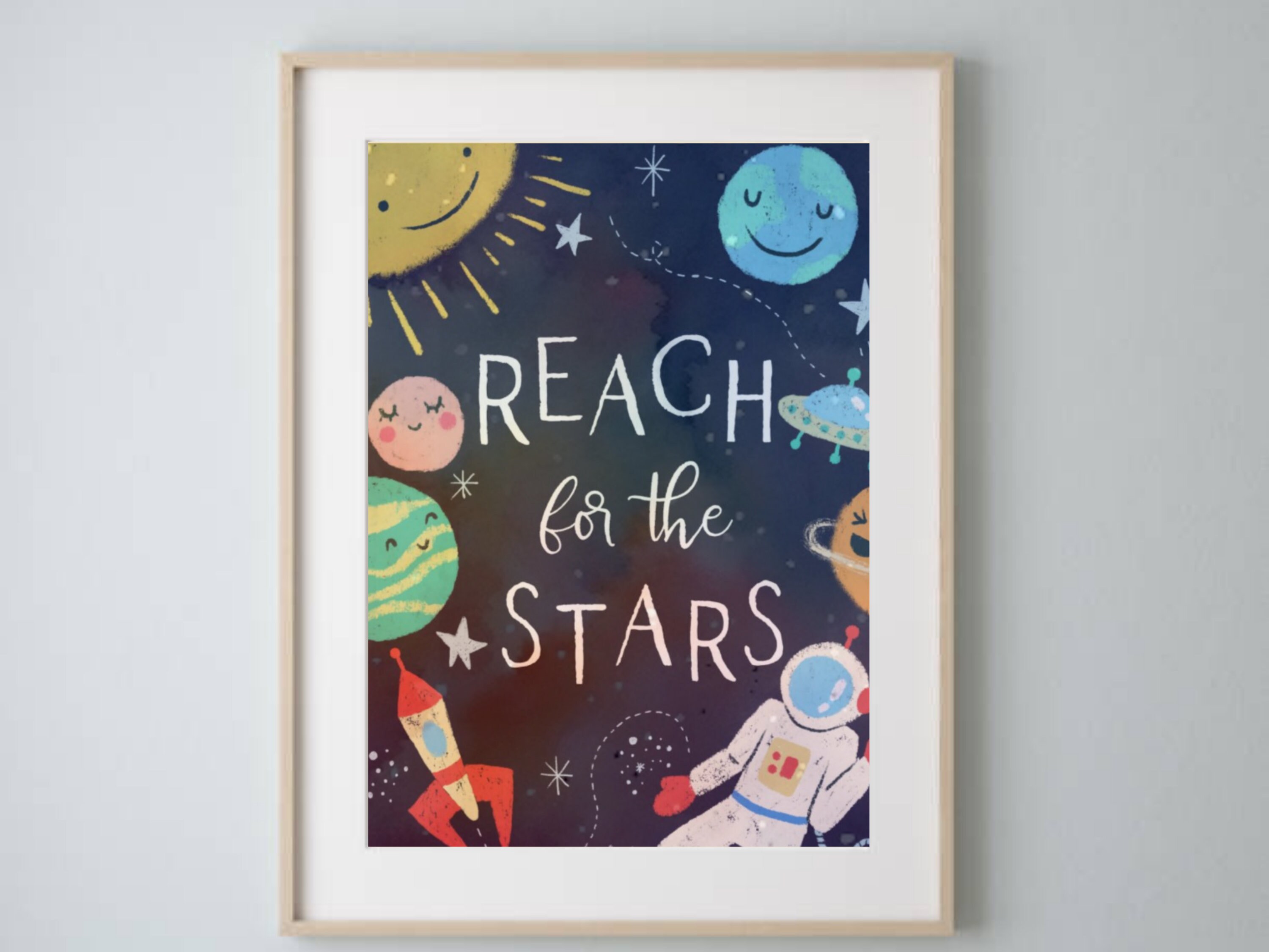 Reach for the Stars - Space Themed Wall Art for Kids Rooms, Nursery ...