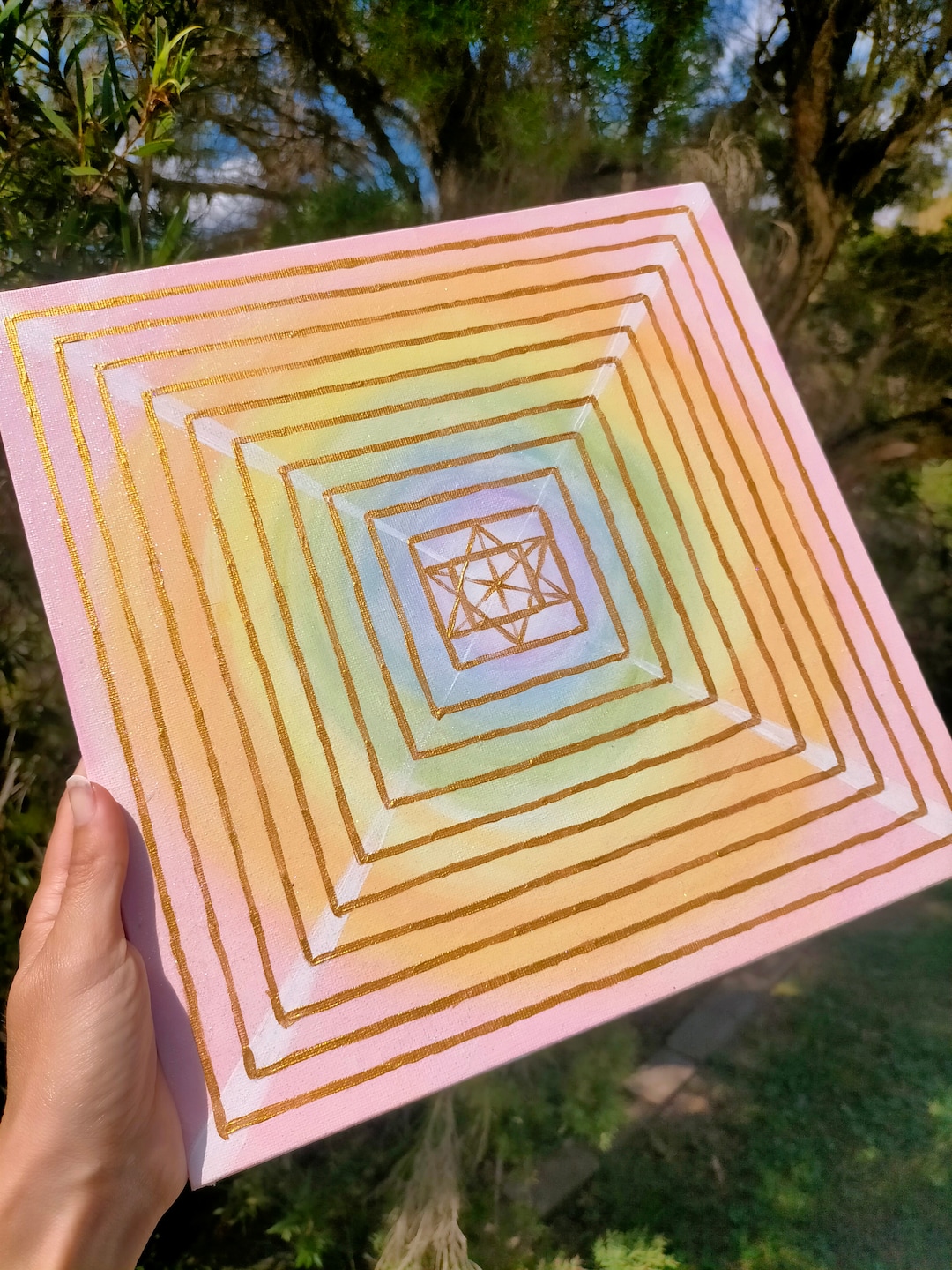 Hand Painted Radionic 2d Pyramid Original Art - Etsy