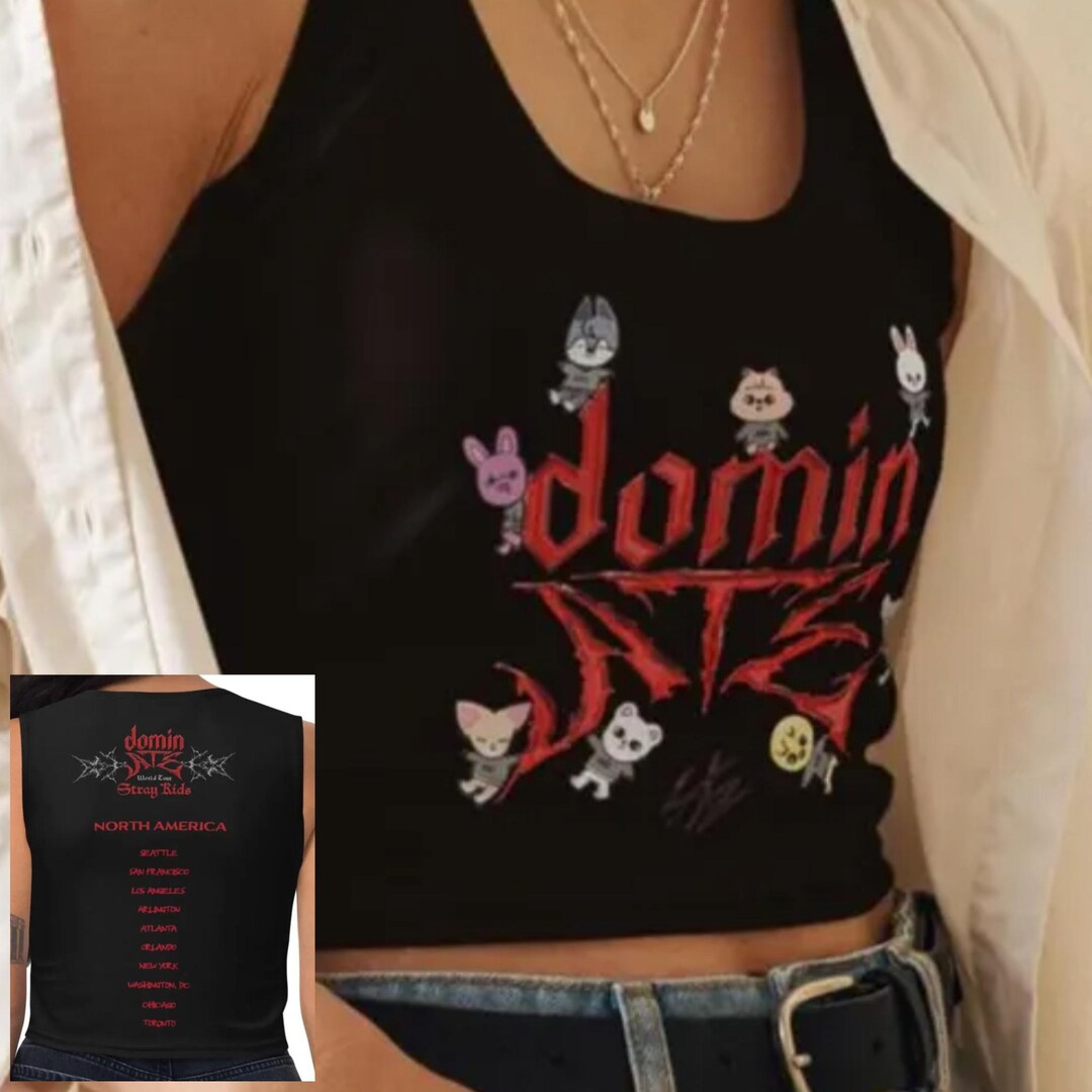 Show da turnê mundial SKZ Stray Kids DominATE 2025 Crop Top com cidades ...