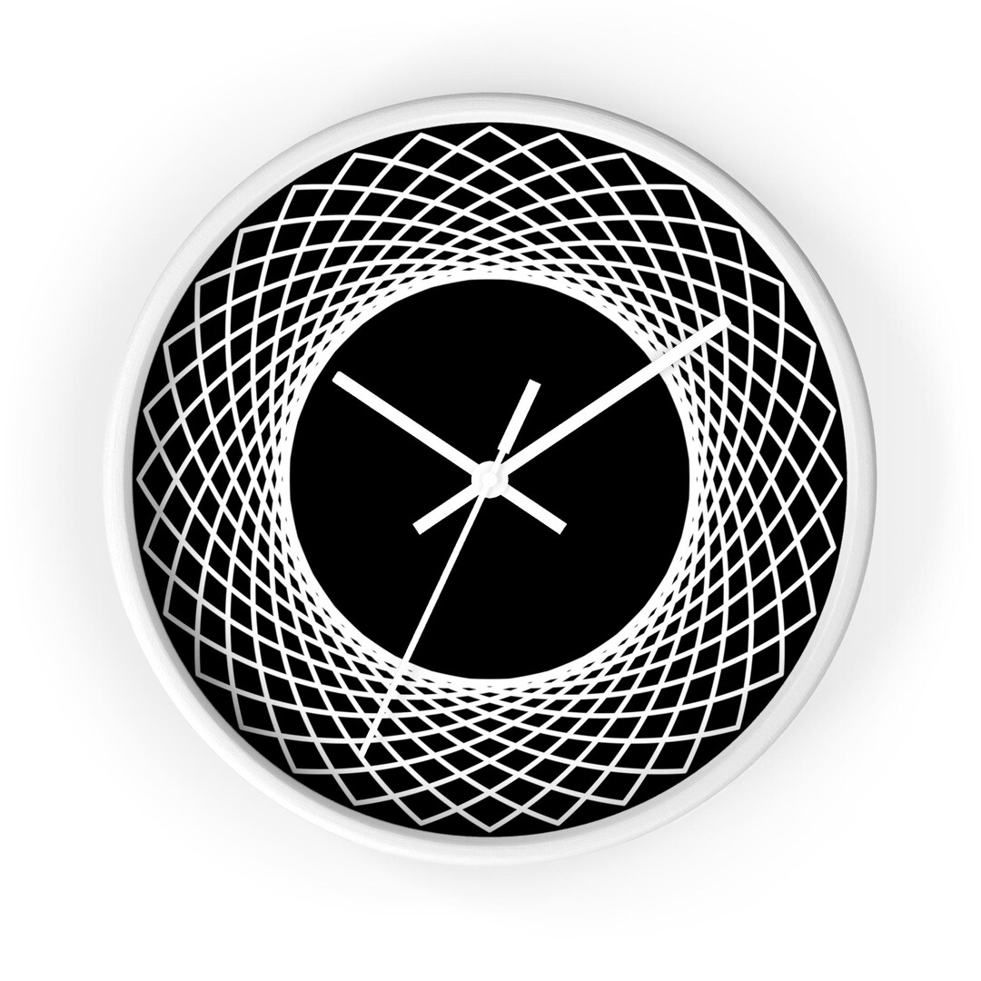 Modern Black and White Geometric Eclipse Wall Clock, Minimalist Home ...