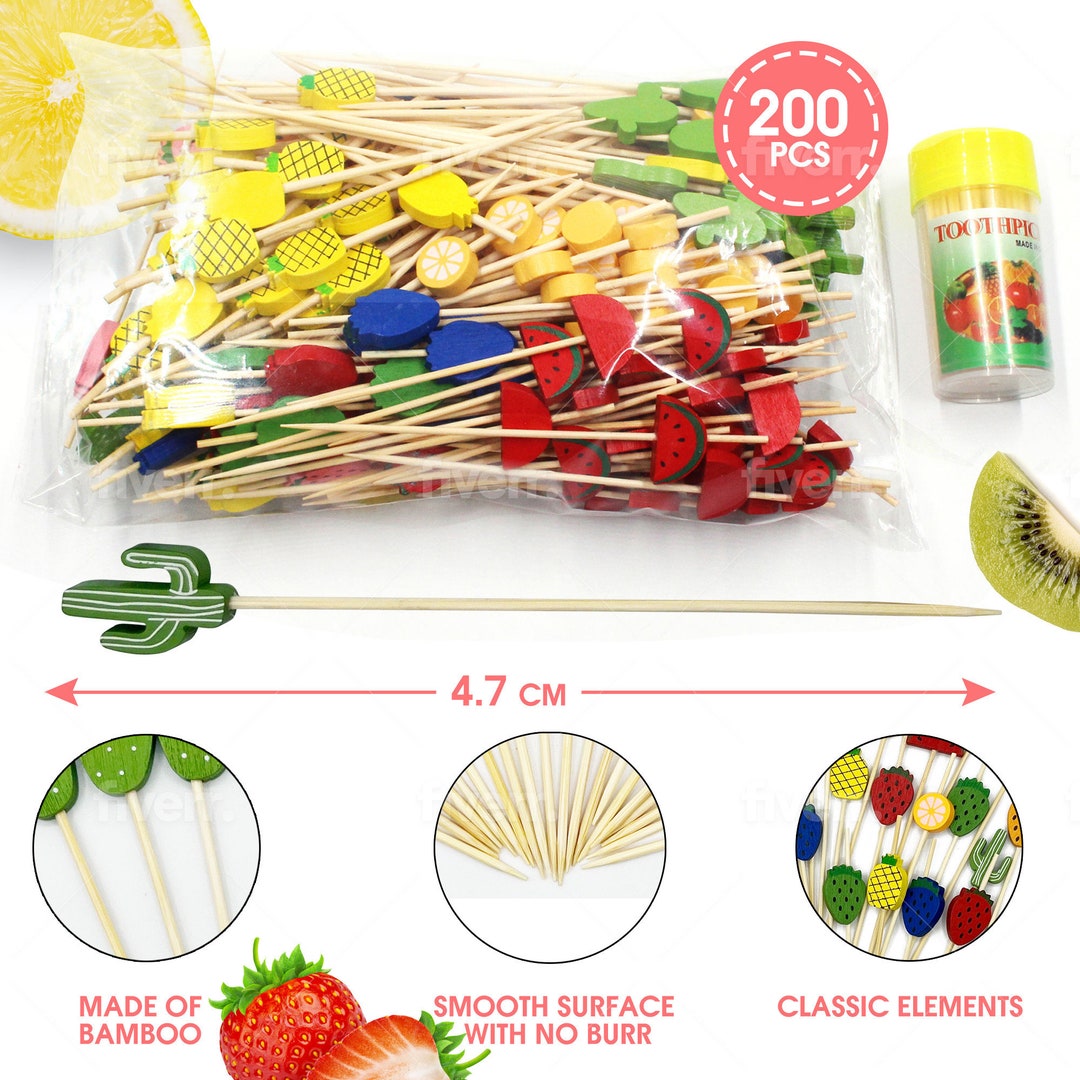 Tropical Cocktail Foodpicks 200 Assorted Fruits Includes Cactus ...