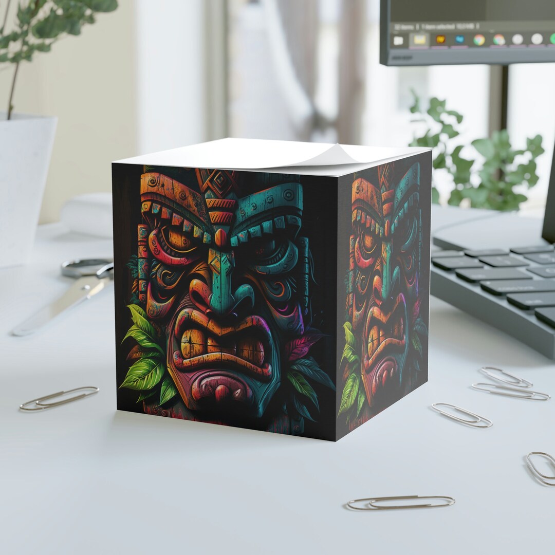 Two Face Tiki Note Cube - Etsy