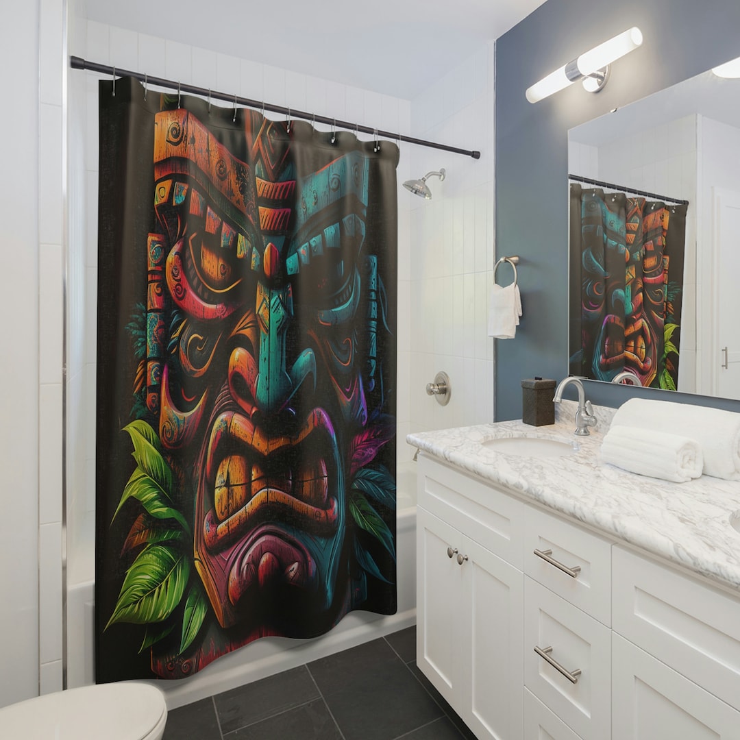 Two Face Tiki Shower Curtains - Etsy