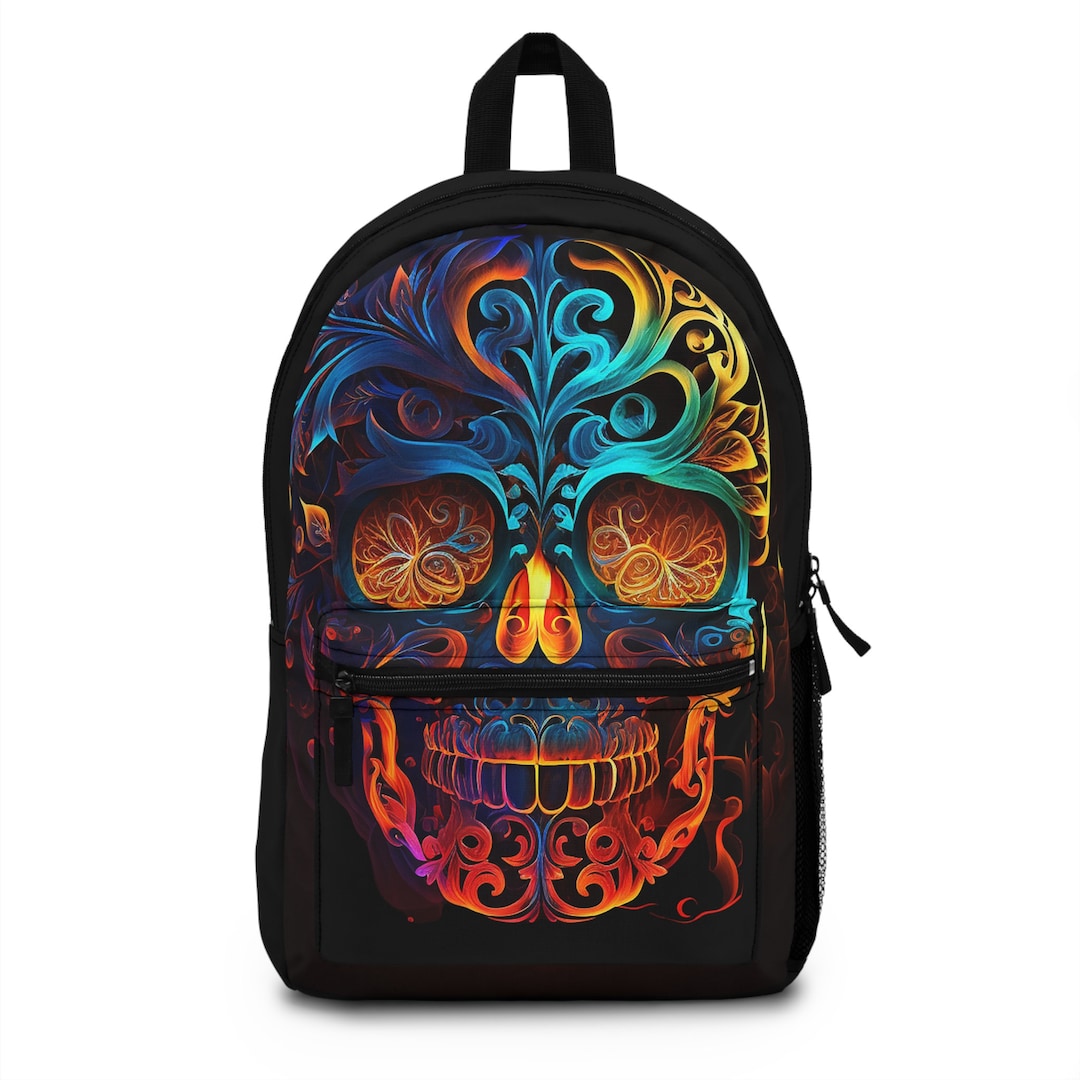 Elemental Flame Sugar Skull Backpack - Etsy