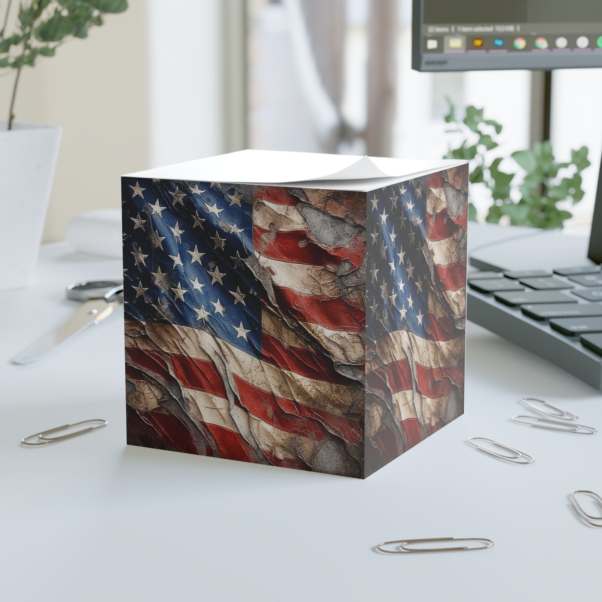 Distressed American Flag Note Cube - Etsy