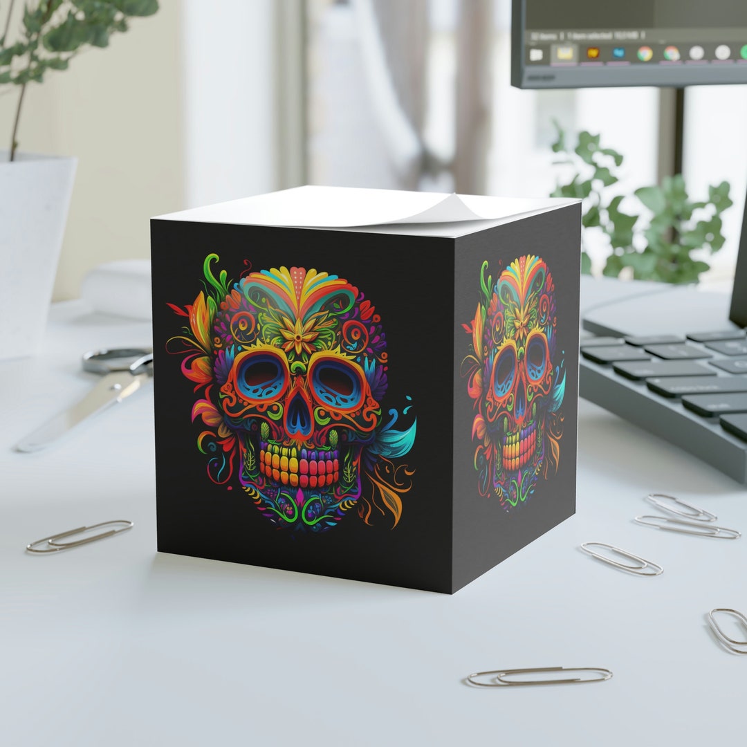 Neon Sugar Skull Note Cube - Etsy